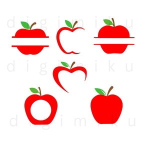 Apple Monogram Svg, Split Monogram Apple Svg,whole and Split Monogram ...