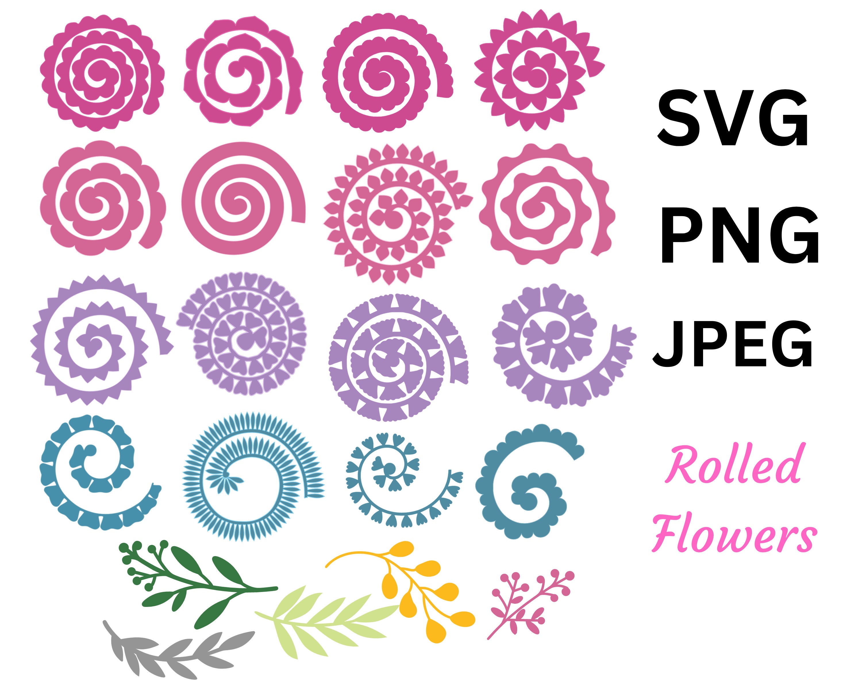 Rolled Flowers Svg, Paper Flower Svg, Digital Download, Digital Paper ...