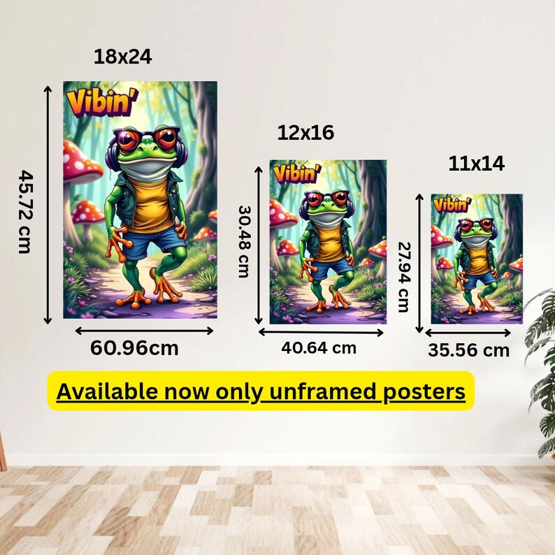 Cool Frog Poster - Vibin' Frog Wall Art - Funny Frog Illustration ...