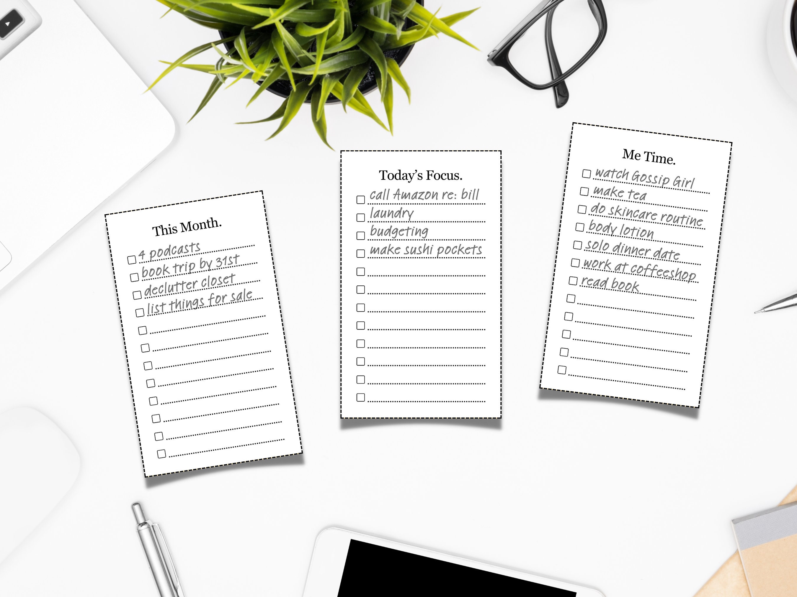 69 Checklist Planner Task Cards, Journaling Cards, Printable ...
