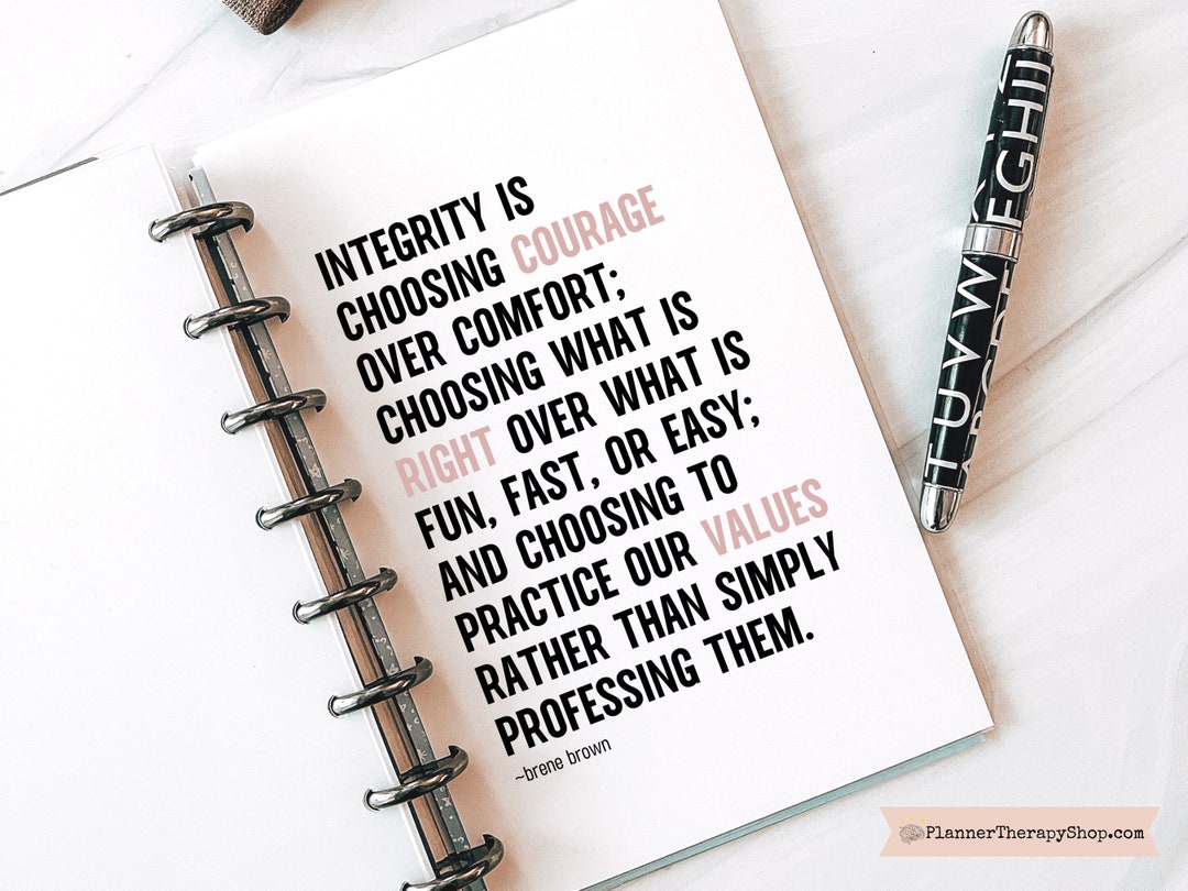 Brene Brown Quote Integrity is Choosing Courage Half Letter - Etsy