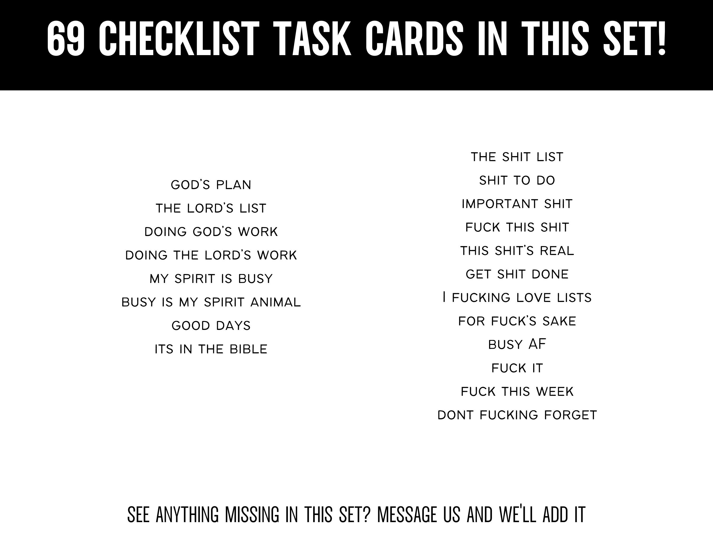 69 Checklist Planner Task Cards, Journaling Cards, Printable ...