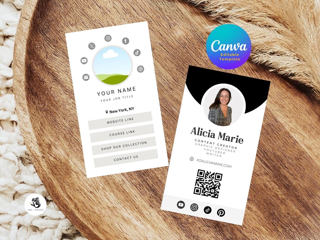 Digital Business Card, Content Creator, Canva Template, Editable ...