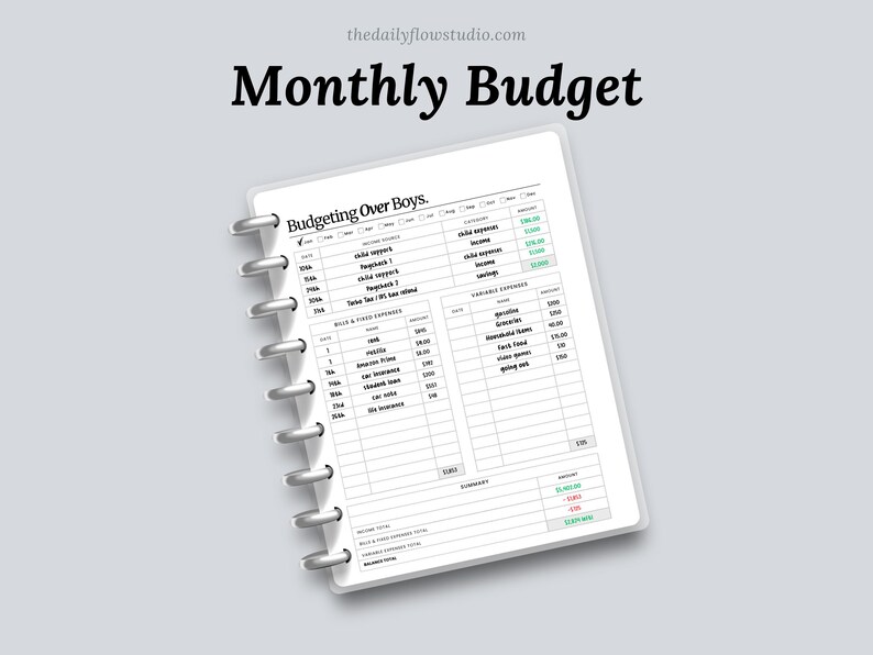 Monthly Budget Fillable PDF Templates for Planners and Digital Planners ...