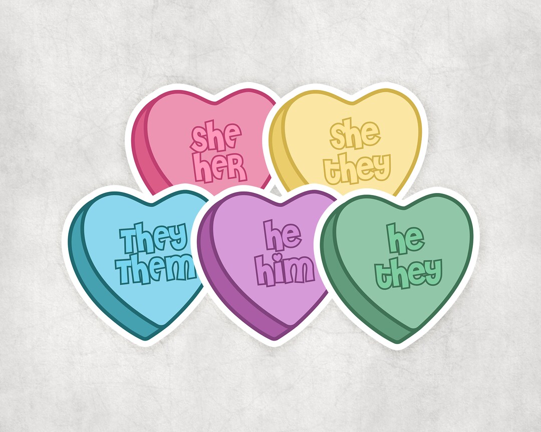 Candy Heart Pronouns Holographic Sparkles LGBTQ Pride Waterproof ...