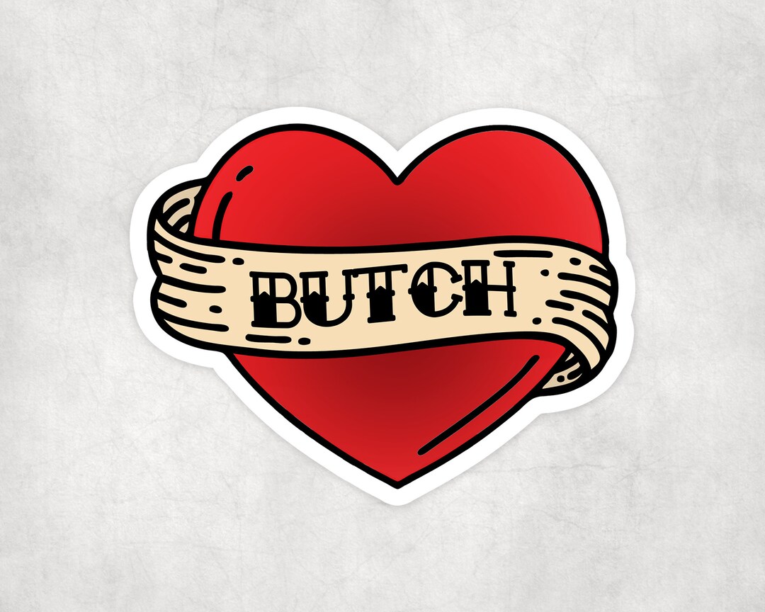 Butch Tattooed Heart Lesbian Pride Waterproof Sticker - Etsy