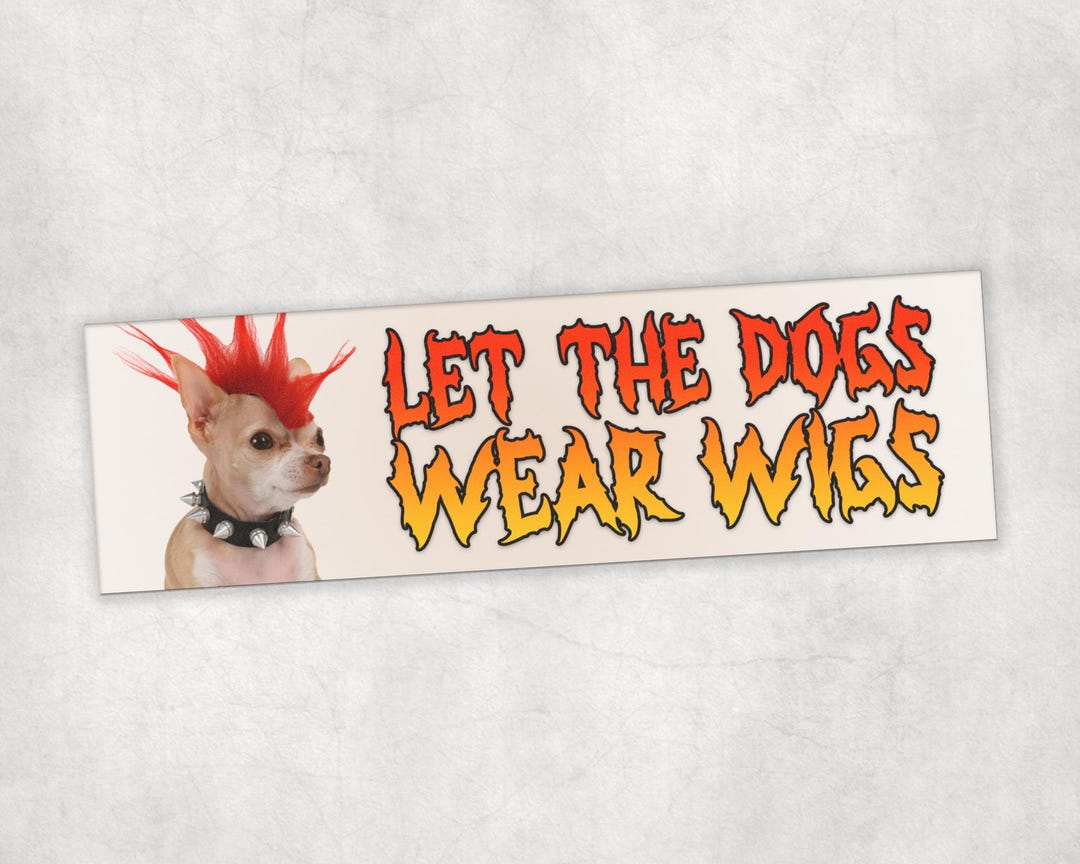 Let the Dogs Wear Wigs Bumper Sticker or Car Magnet | Silly Goofy ...