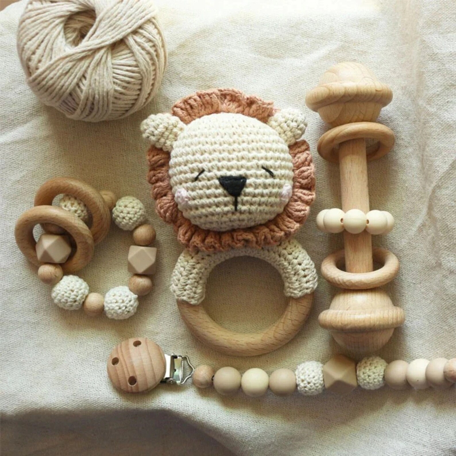 Wood Rattle Crochet Baby Toy Baby Boy Gift Baby Girl Gift - Etsy