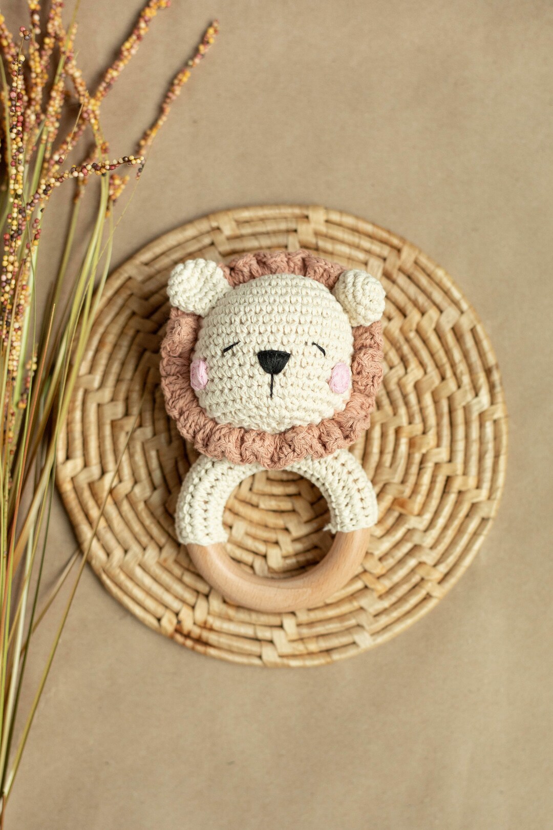 Baby Gift / Crochet Lion Baby Gift Personalized / Baby Rattle / Baby ...