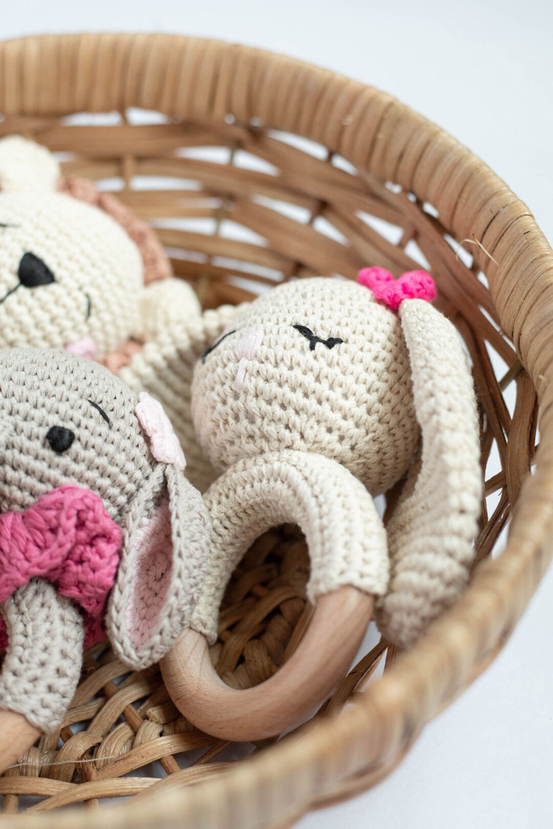 Crochet Animals Rattle Personalized | Baby Gift | Wooden Baby Rattle ...