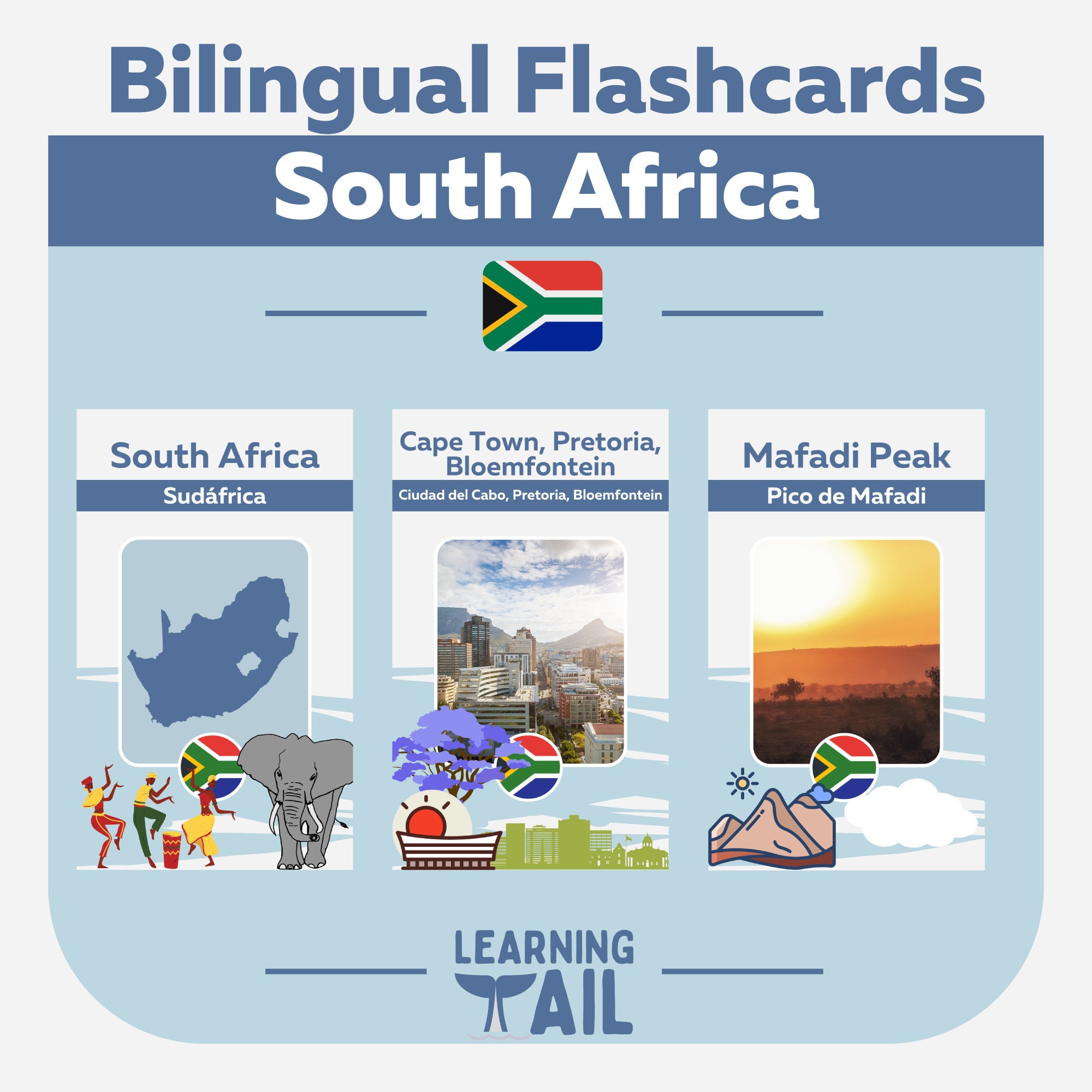 Learn About Countries: South Africa Flashcards for Kids! - Etsy