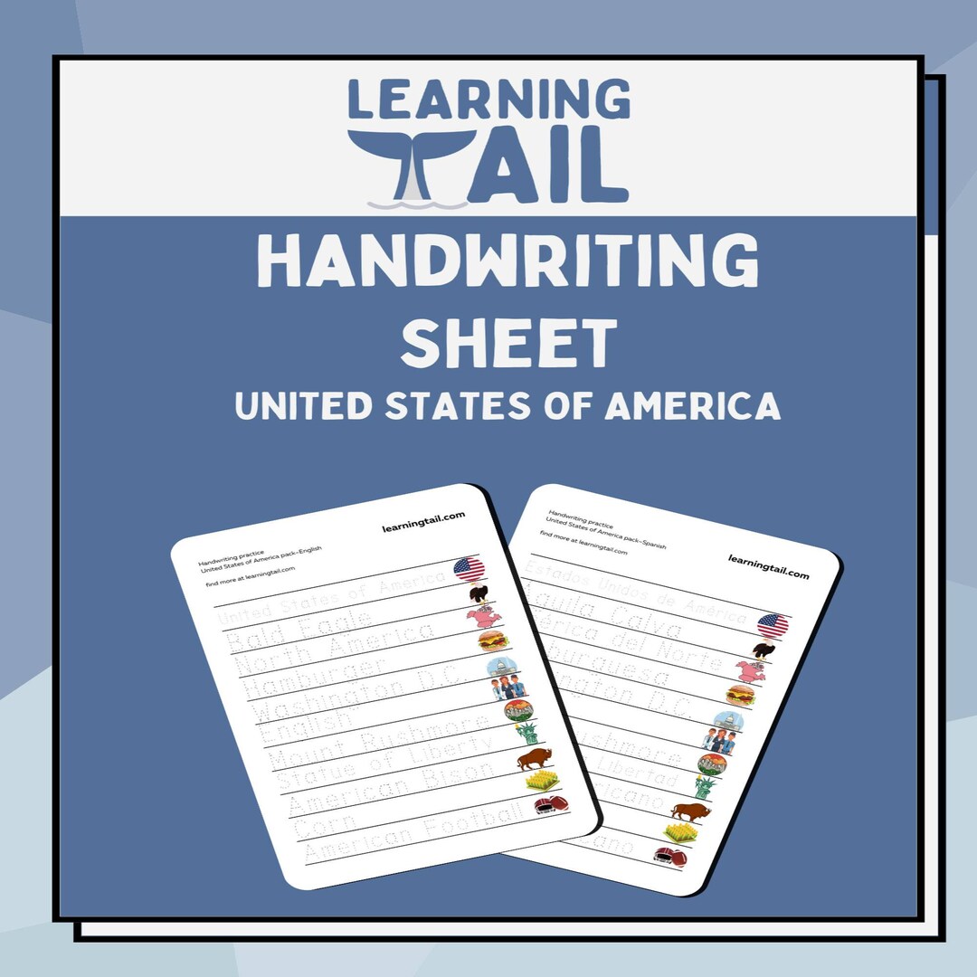 Learn About Countries: USA Handwriting Sheet for Kids! - Etsy