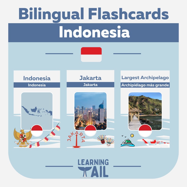 Learn About Countries: Indonesia Flashcards for Kids! - Etsy