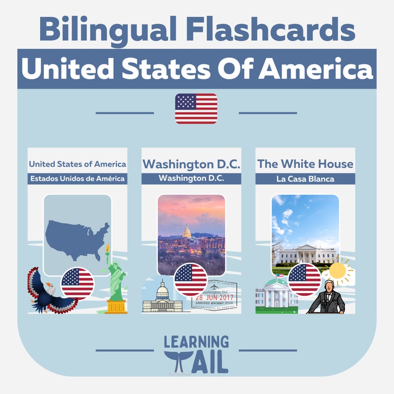 Learn About Countries: United States of America Flashcards for Kids! - Etsy