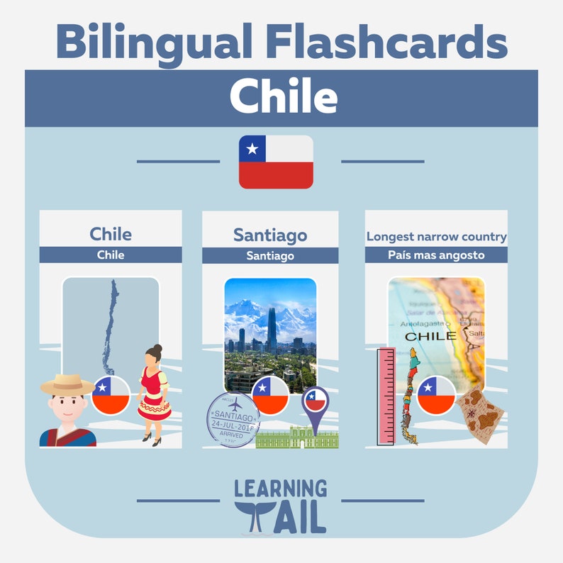 Learn About Countries: Chile Flashcards for Kids! - Etsy