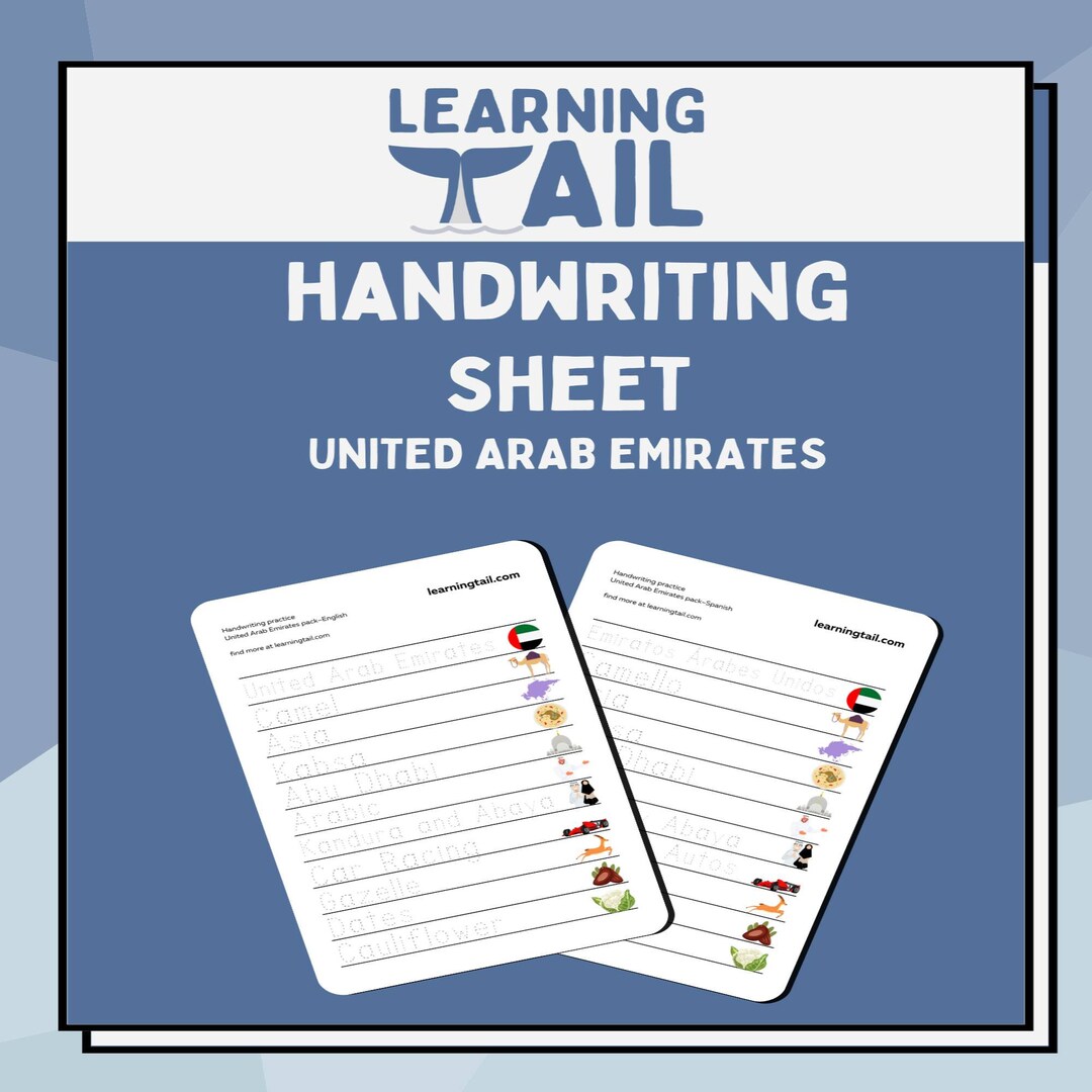 Learn About Countries: United Arab Emirates Handwriting Sheet for Kids ...