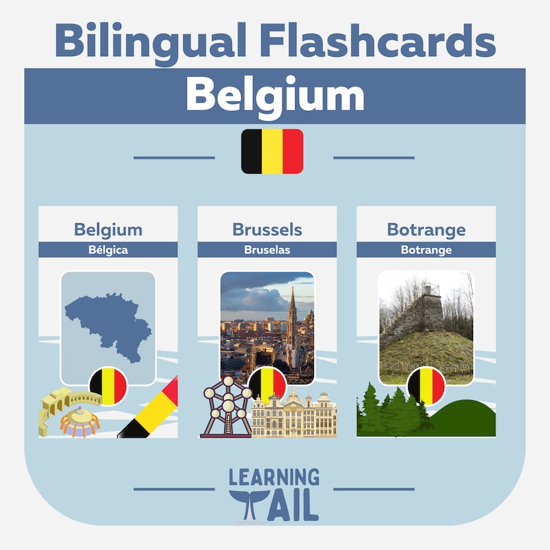 Learn About Countries: Belgium Flashcards for Kids - Etsy