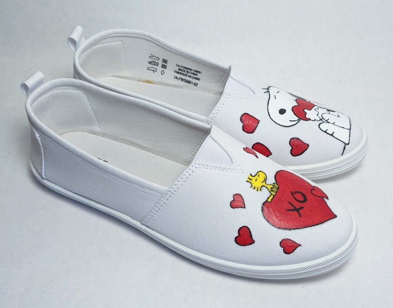 Hand Painted Snoopy Inspired Shoes With Heart and Love Theme - Etsy