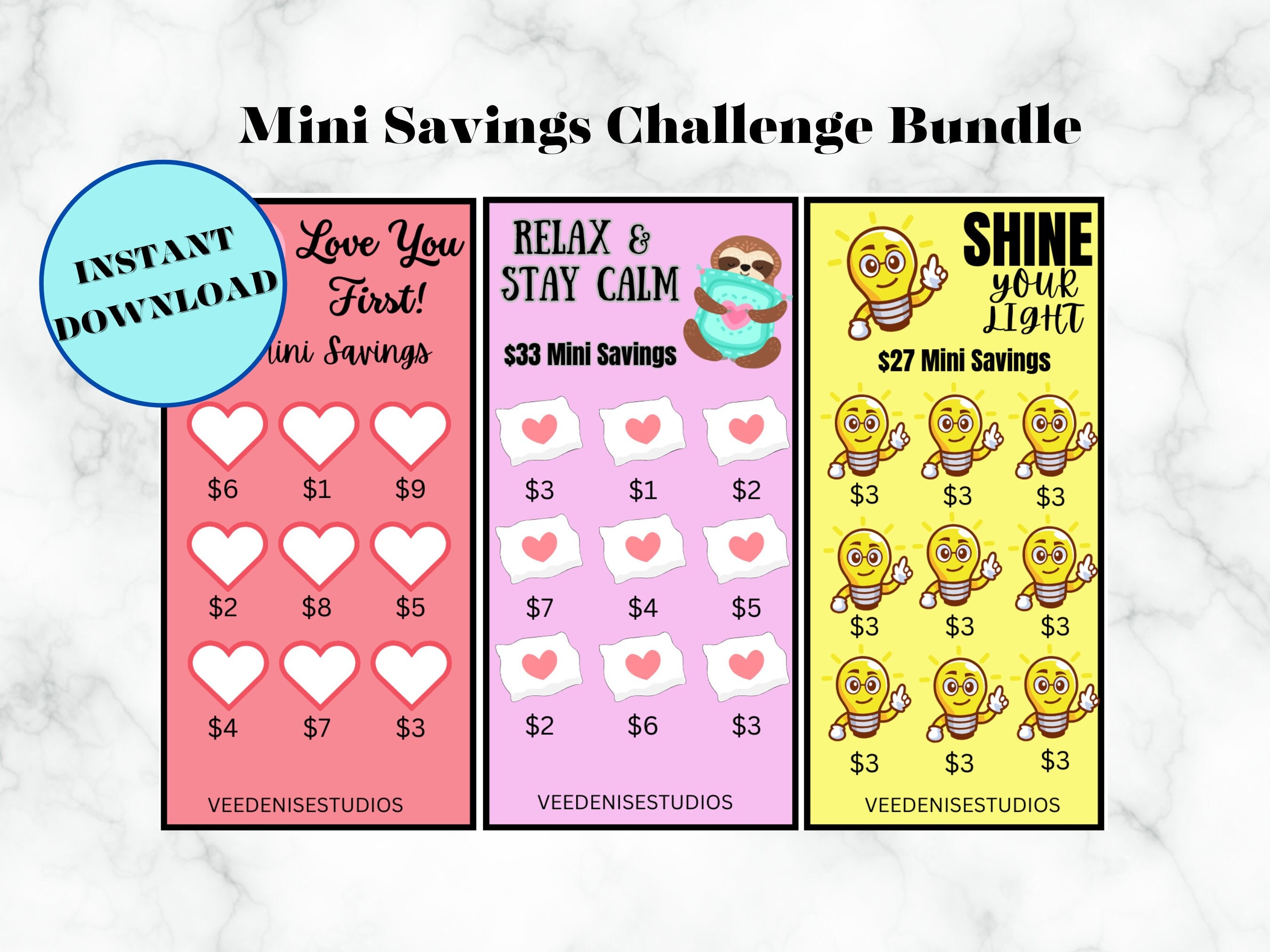 Mini Savings Challenge Bundle - Etsy