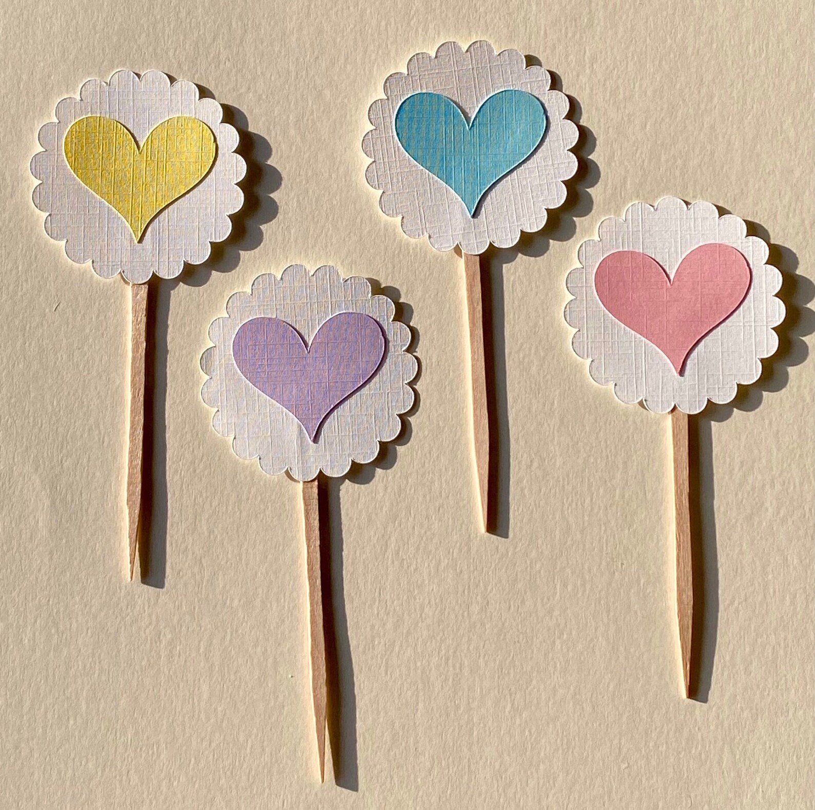 Heart Cupcake Toppers, Pastel Color Hearts, Birthday Party Decor, First ...