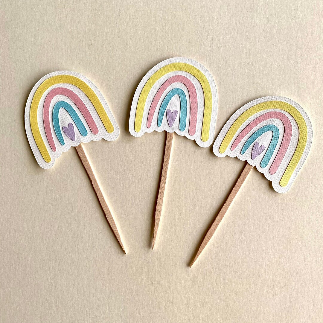 Rainbow Cupcake Toppers, Birthday Cupcake Toppers, Party Toppers ...