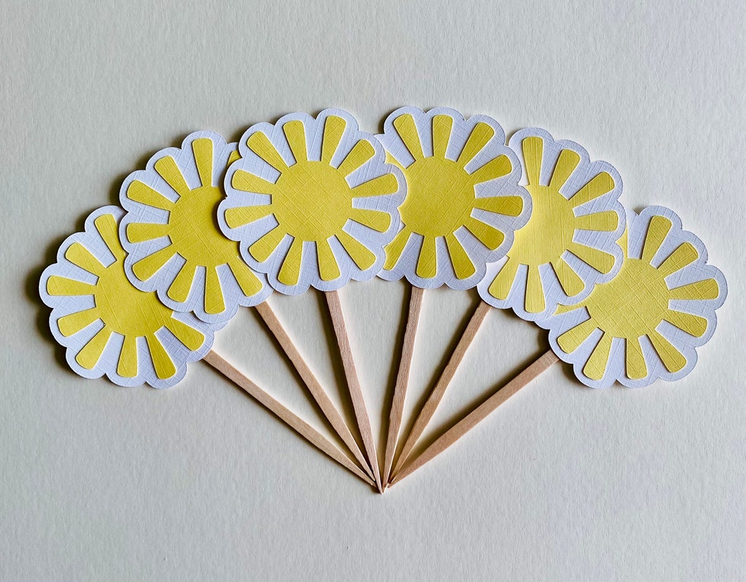 Sun Cupcake Toppers, Set of 12, Birthday Party Decor, Cupcake Toppers ...
