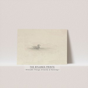 Vintage Duck Illustration Duck Sketch Drawing Minimalist Wall Art Muted ...