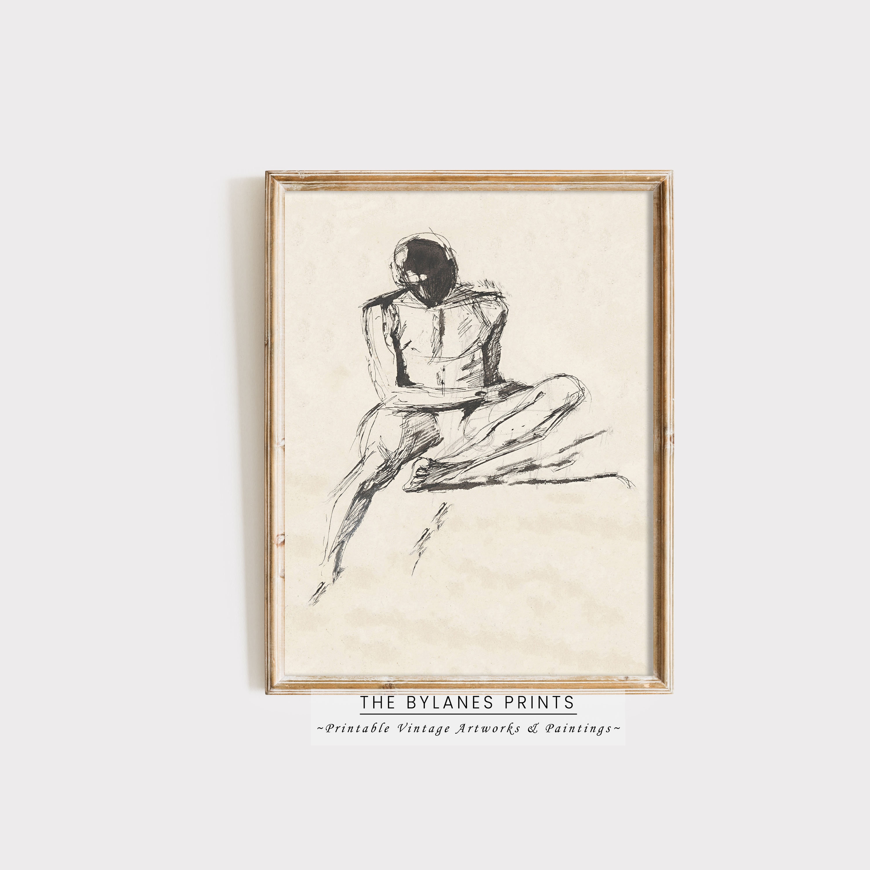 Charcoal Sketch, Male Figurative Sketch, Male Figure Print, Sketch of a ...