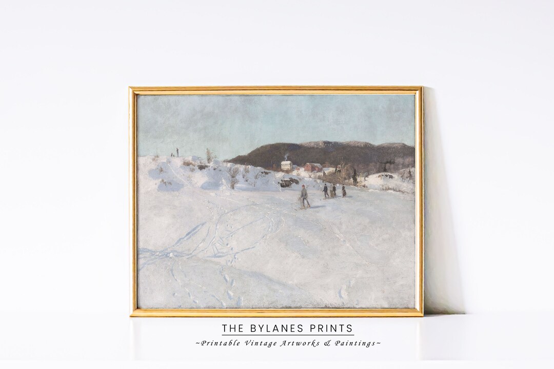 Christmas Village Painting, Winter Christmas Wall Art, Vintage ...