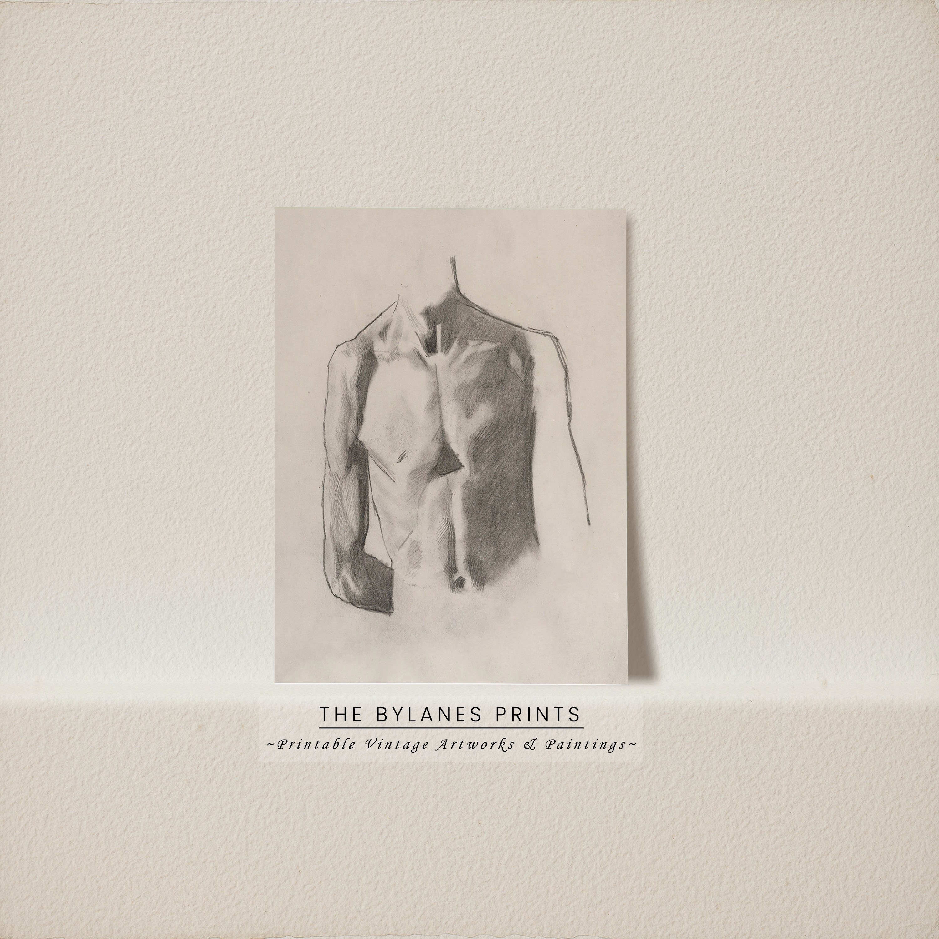 PRINTABLE Male Body Sketch Vintage Pencil Drawing of a Man Male ...