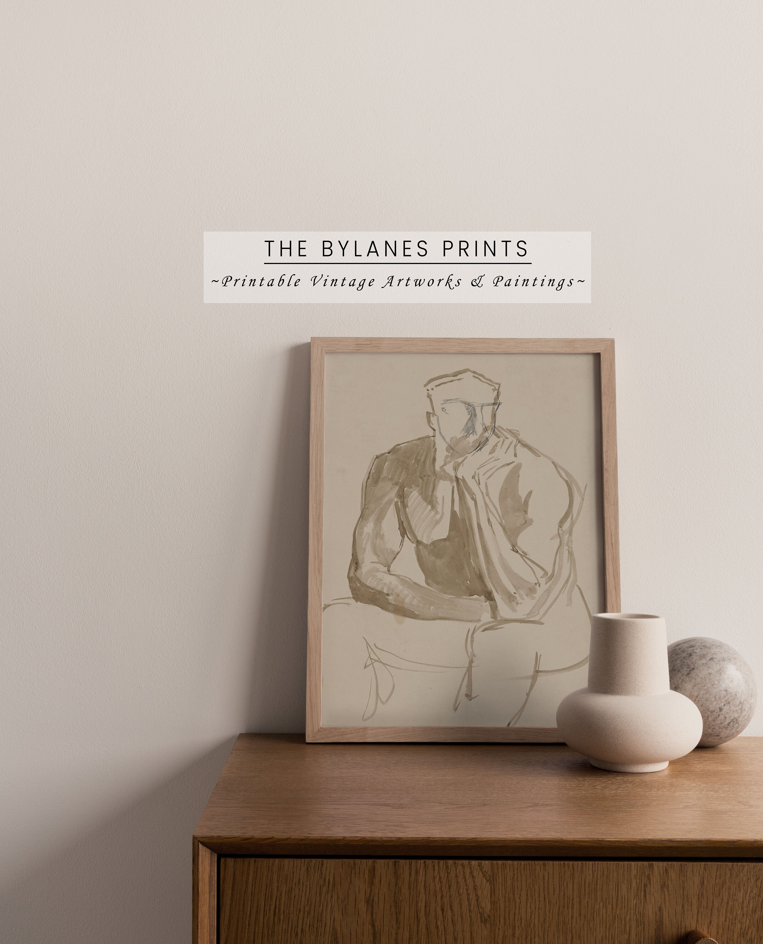 Portrait of a Man, Neutral Wall Art, Male Figure Portrait Art, Male ...