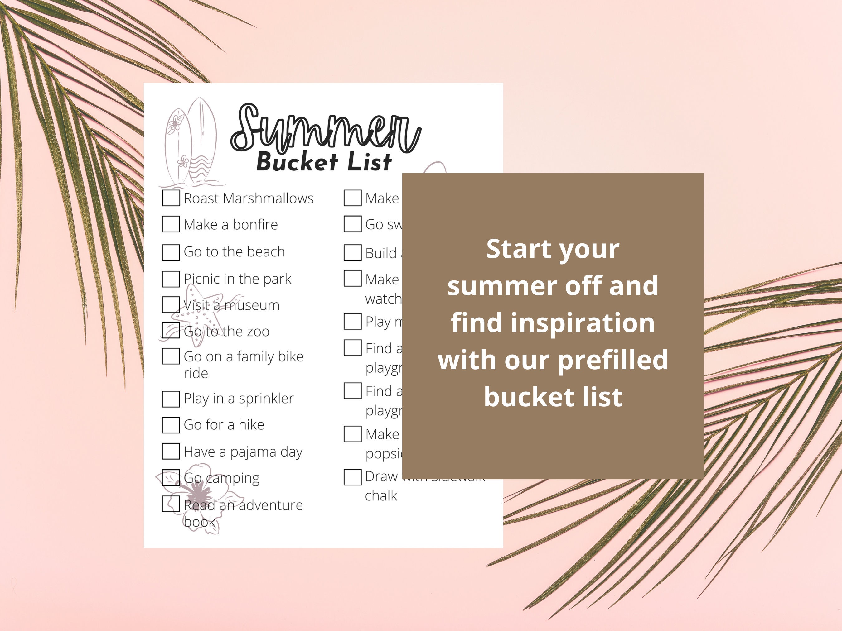 Summer Bucket List Printable| Bucket List Template | Canva Template ...