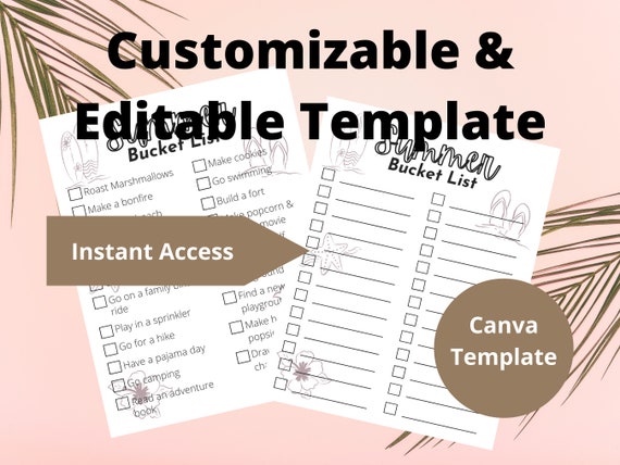 Summer Bucket List Printable Bucket List Template Canva - Etsy Australia