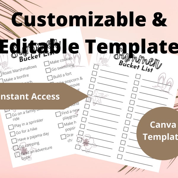 Summer Bucket List Editable Canva - Etsy