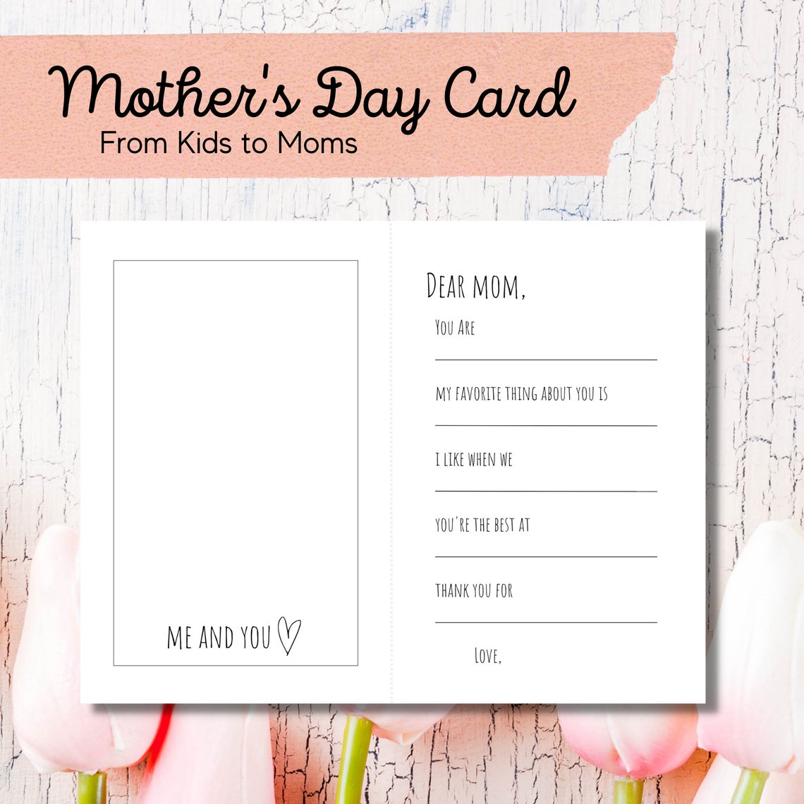 Mother's Day Card Printable for Kids to Mom's | Flower Coloring Page ...