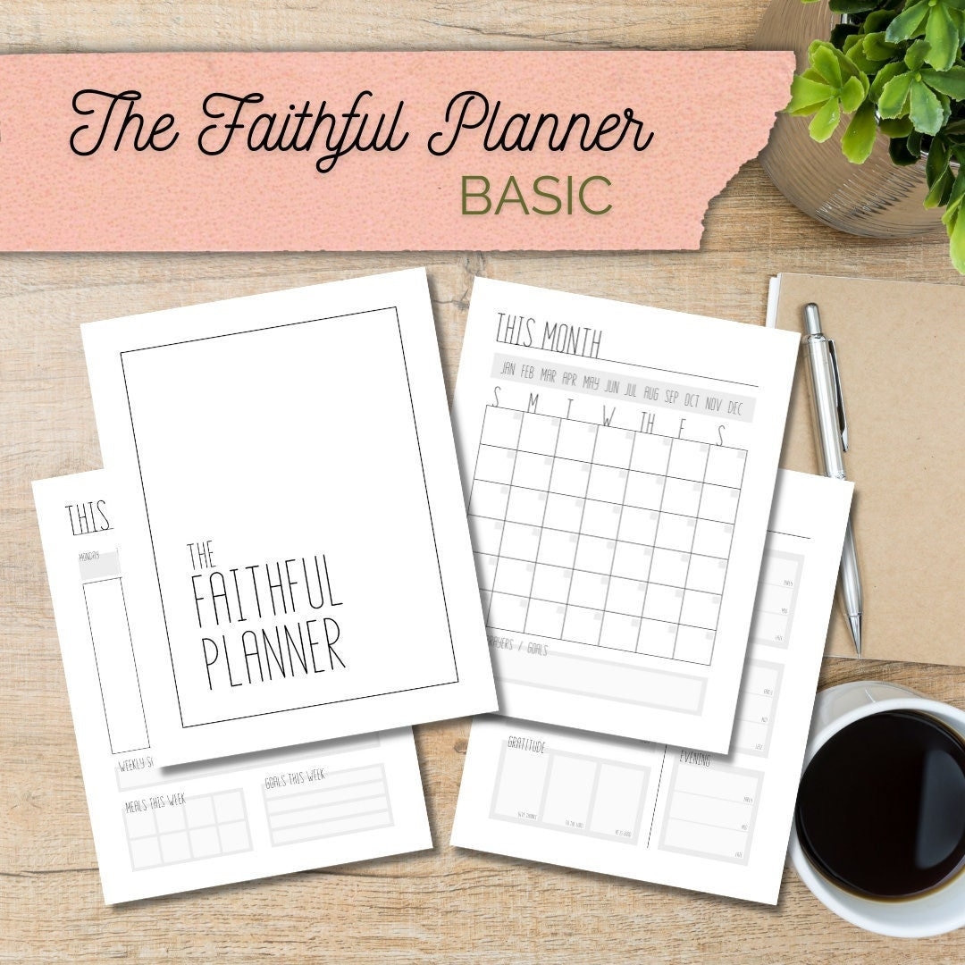 The Faithful Planner Basic Pages Digital Printable | Christian Calendar ...