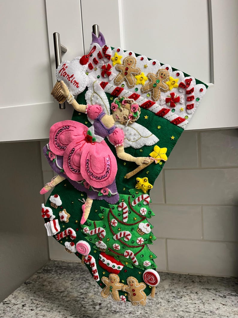 Christmas Sugarplum Fairy Felt Stocking Kit - DIY Angel Gift, Handmade ...