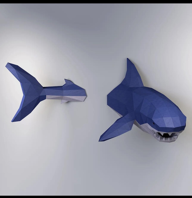 Shark Origami Wall Art | DIY Papercraft 3D Mask Kit | Pre Cut and Pre ...