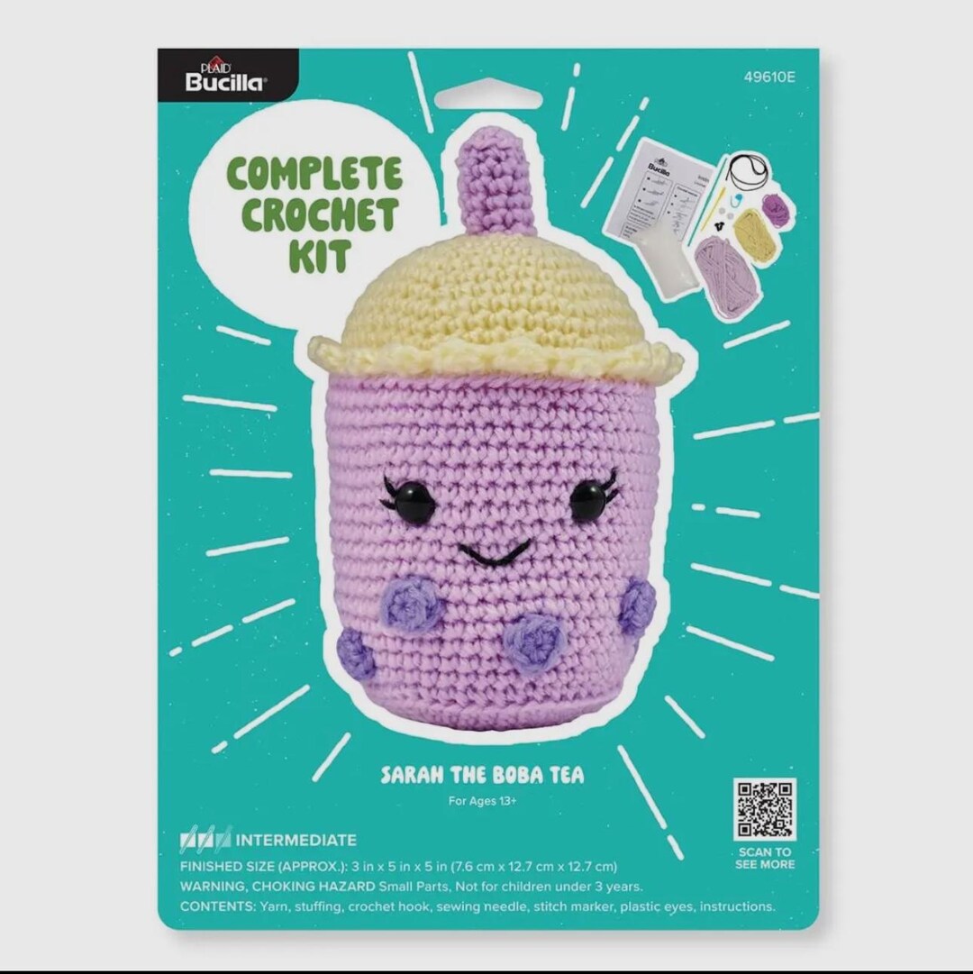 Crochet Kit Sarah the Boba Tea | Beginner Amigurumi Knitting Kit | DIY ...