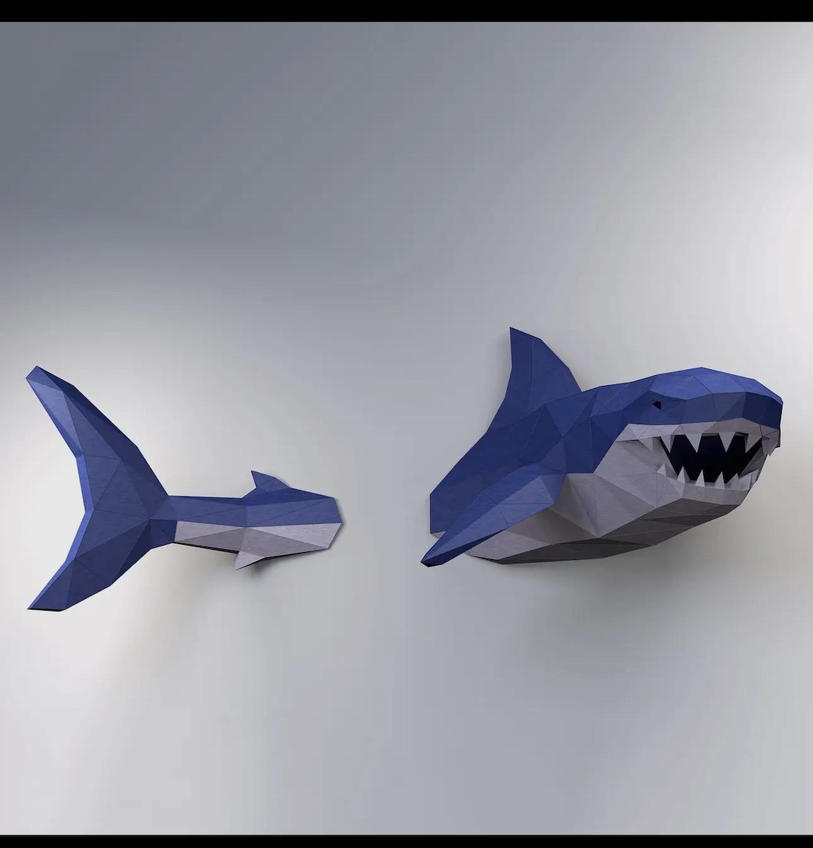 Shark Origami Wall Art | DIY Papercraft 3D Mask Kit | Pre Cut and Pre ...