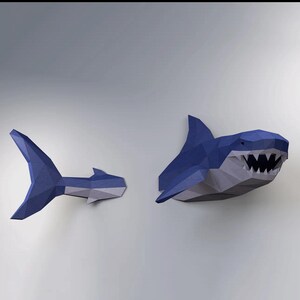 Shark Origami Wall Art | DIY Papercraft 3D Mask Kit | Pre Cut and Pre ...