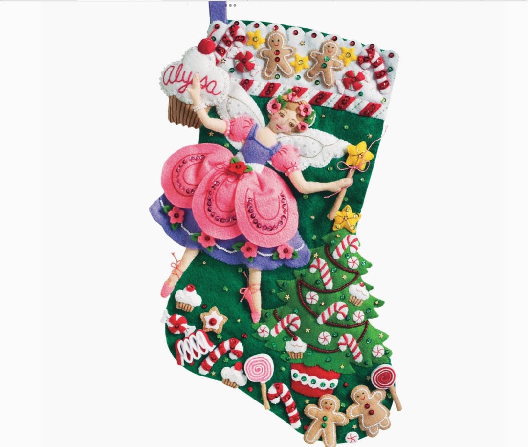 Christmas Sugarplum Fairy Felt Stocking Kit - DIY Angel Gift, Handmade ...