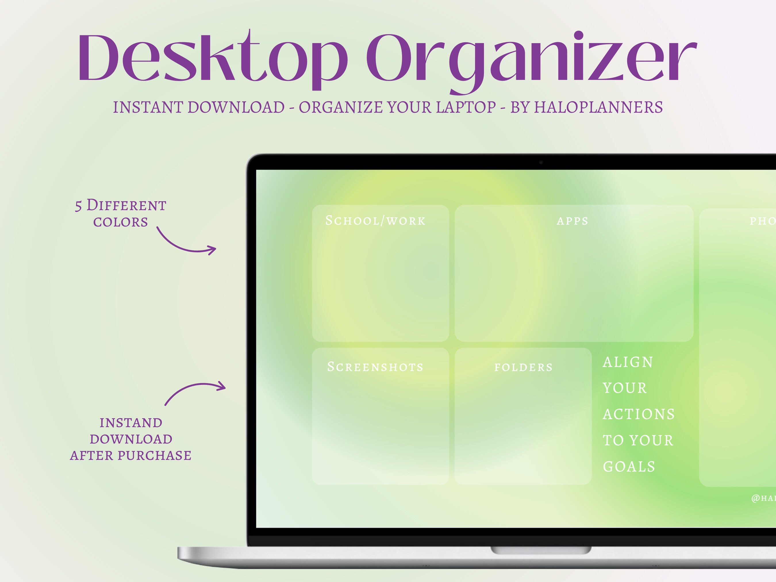 Desktop Organizer Gradient Aura | BUNDLE OF 5 | Organizers for MacBook ...