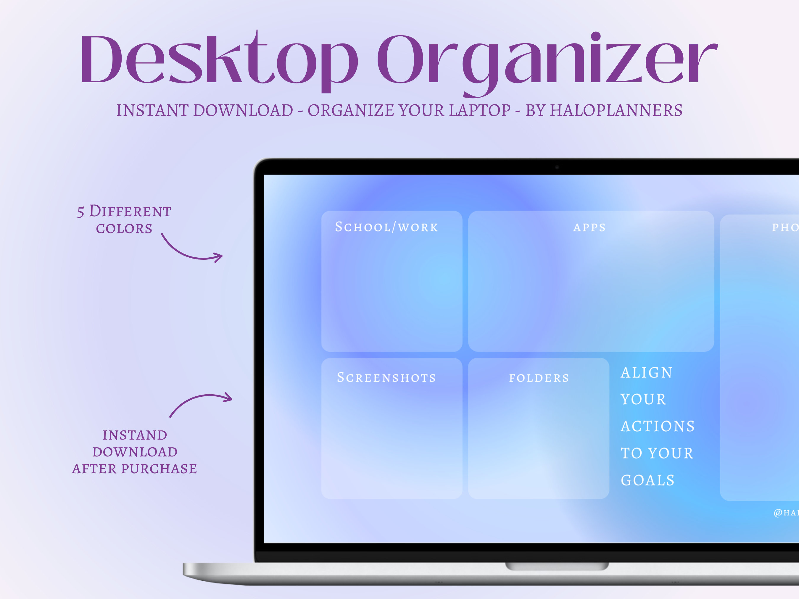 Desktop Organizer Gradient Aura | BUNDLE OF 5 | Organizers for MacBook ...