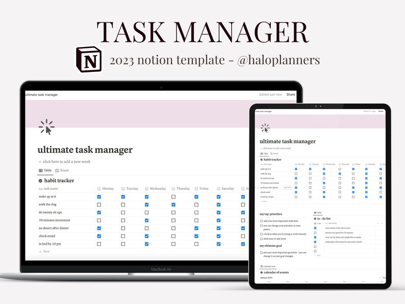 2024 Task Manger Notion Template Daily To-do List Planner for Notion ...