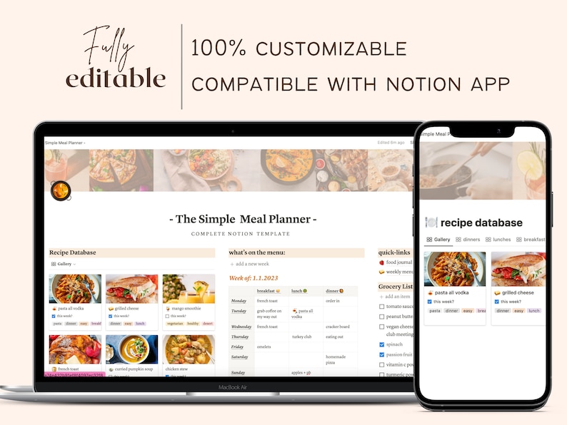 Notion Meal Planner Template | Notion Dashboard | Meal Planning ...