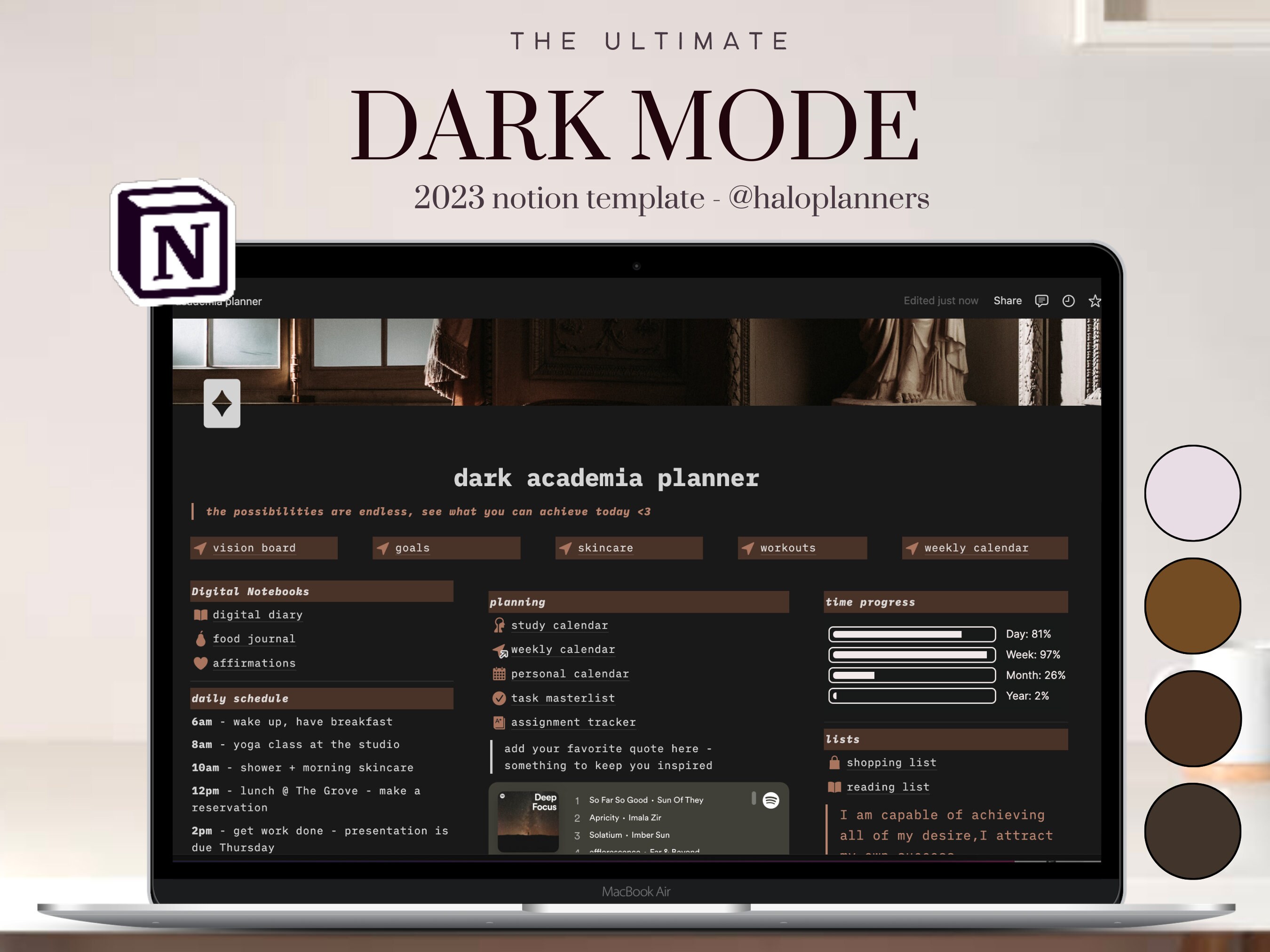 Notion Dashboard 2023 Notion Template Dark Academia Dark - Etsy