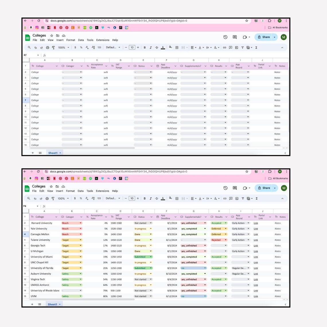 College Application Tracker, Planner, Manager | College App Organizer ...