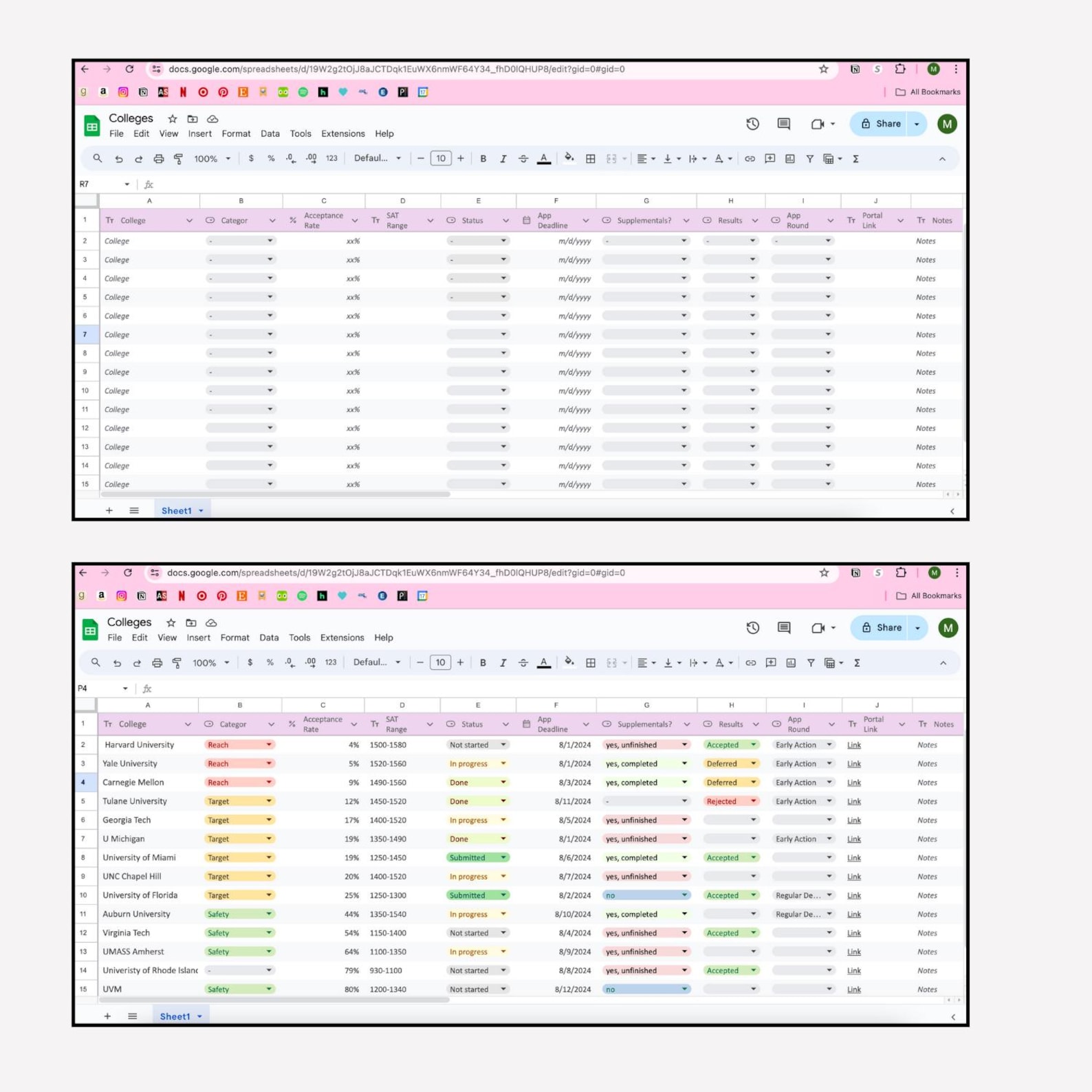 College Application Tracker, Planner, Manager | College App Organizer ...
