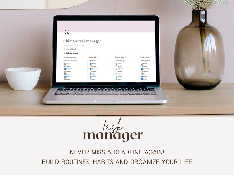2024 Task Manger Notion Template | Daily To-do List Planner for Notion | Minimalist Notion ...
